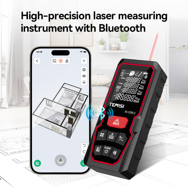 50m Bluetooth Laser Distance Meter for Interior Design and Home Measur ...